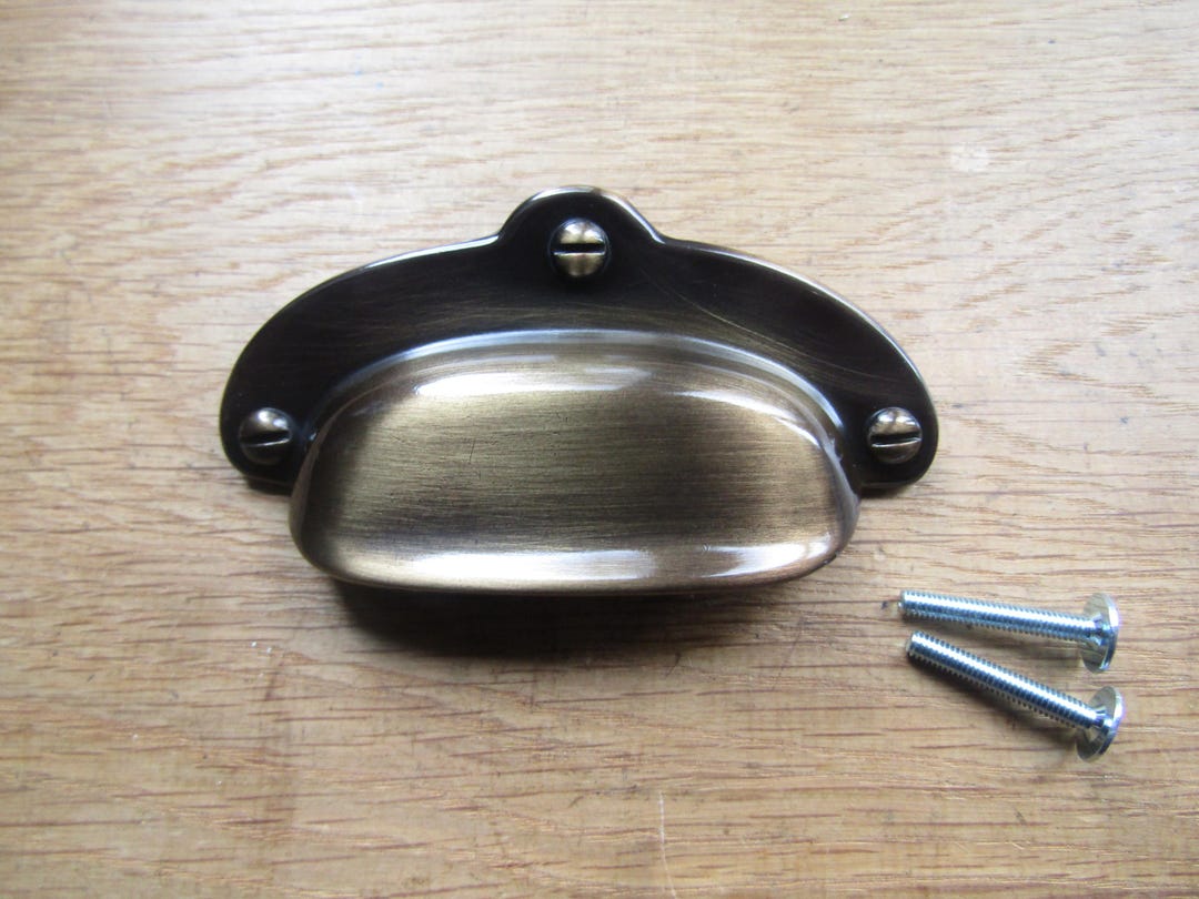 Retro Rustic Shell Handle Cupped Cup Pull Drawer Antique Vintage ...