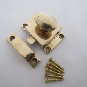 SOLID BRASS Vintage Cabinet Handle Cupboard Drawer Cup Pull Knob Latch ...