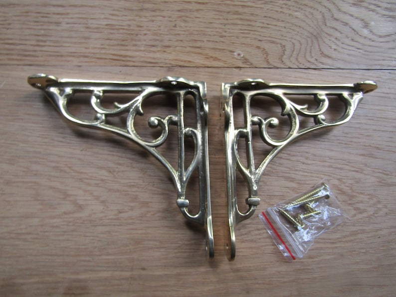 Rustic Vintage Shelf Brackets SOLID BRASS Scaffold Retro Victorian ...