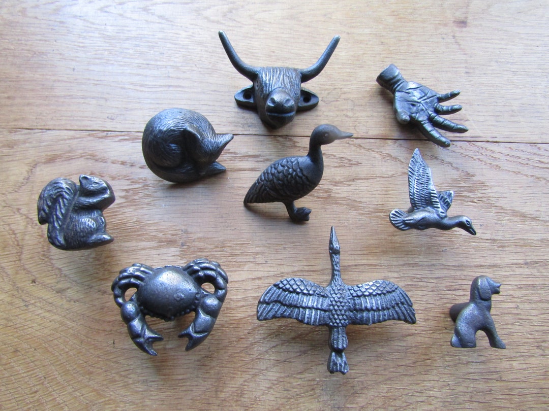 CAST IRON Animal Rustic Vintage Retro Farmhouse Cabinet Handle Knob ...