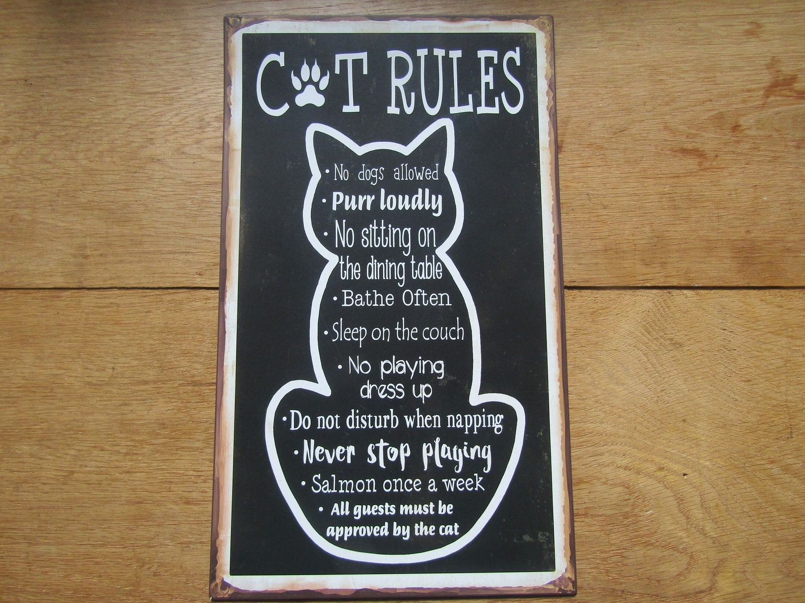 CAT DOG RULES Metal Vintage Retro Rustic Pet Plaque Sign Plate Wall ...