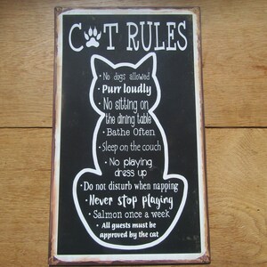 CAT DOG RULES Metal Vintage Retro Rustic Pet Plaque Sign Plate Wall ...