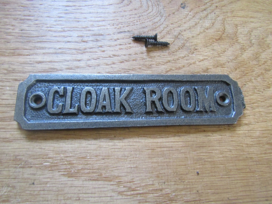 CLOAK ROOM Solid Cast Iron Vintage Rustic Plaque Sign Notice Plate Wall ...