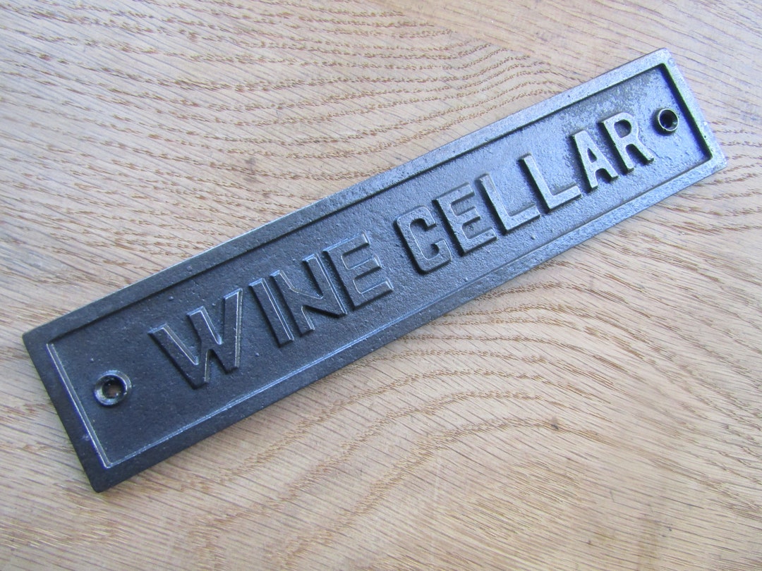 Rustic Iron Plaque WINE CELLAR Solid Cast Iron Vintage Rustic Plaque ...
