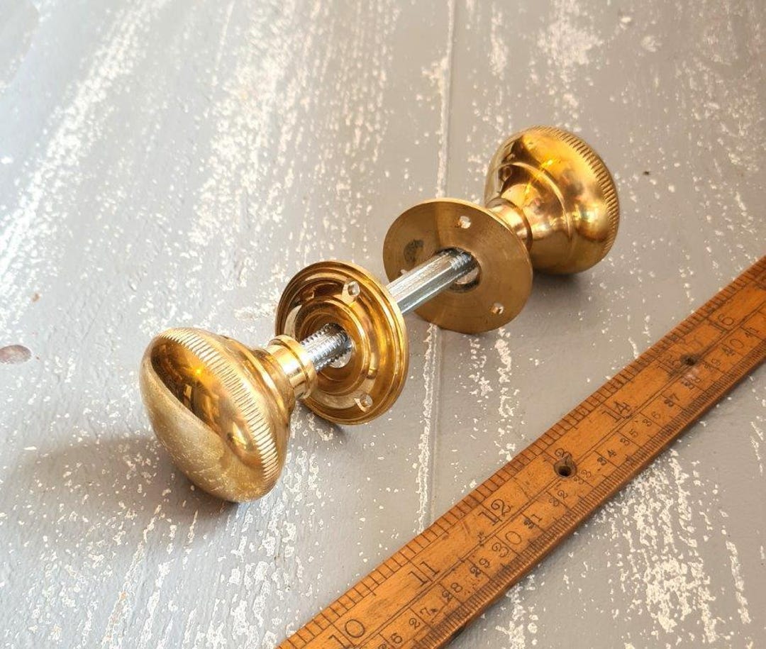 Rustic Brass Rim Door Knobs Old Vintage Retro Vintage Style Cottage ...