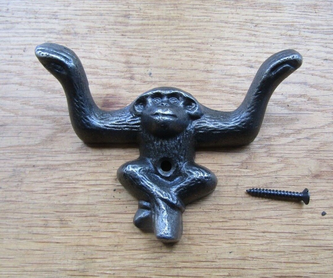 Cast Iron Rustic Coat Hook Vintage Old Retro Peg Hanger MONKEY HOOK ...