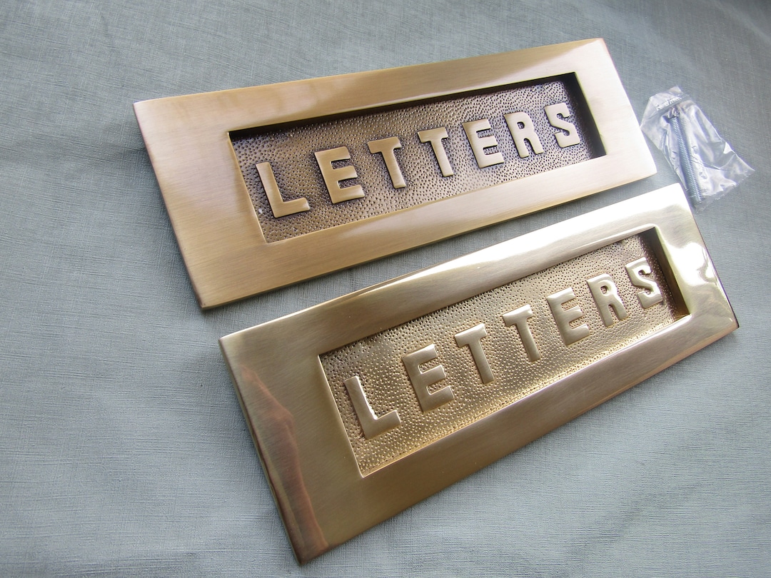 Door Letter Plate SOLID BRASS Vintage Old Style Sprung Victorian Door ...
