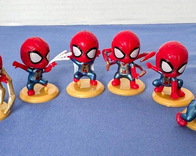 Mini Spiderman Cake Toppers/action Figures - *SET of 6* - Etsy
