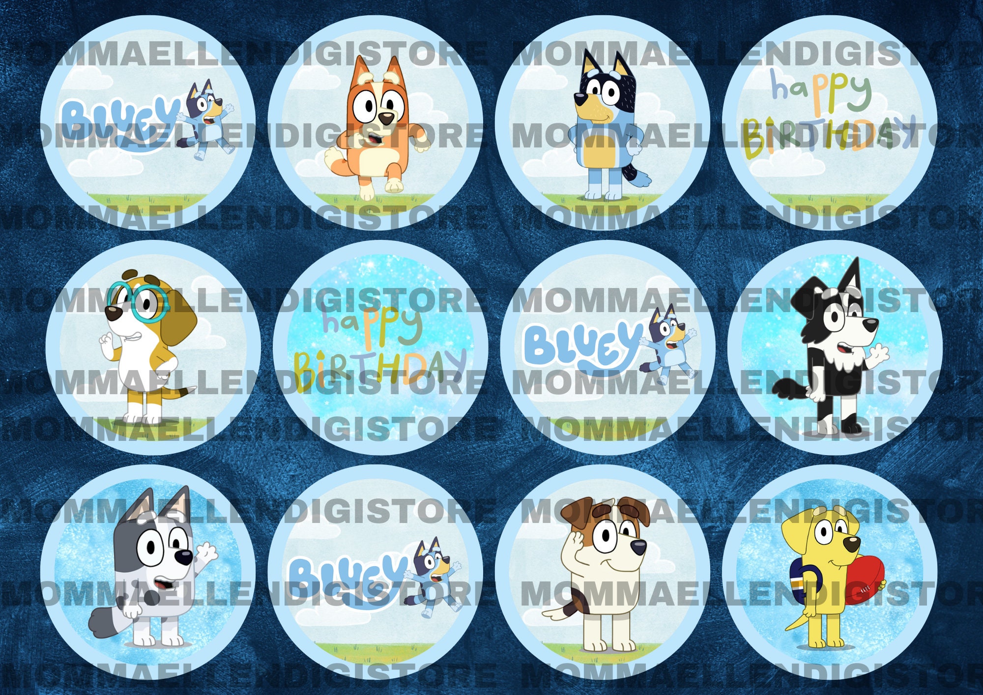 Bluey Cupcake Toppers, Party Supply for Birthday Printable PNG ...
