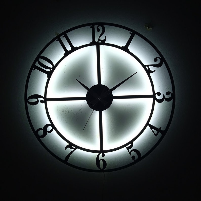 Lighted Wall Decor, Unique Led Wall Clock, Modern Led Clock, Metal Wall ...