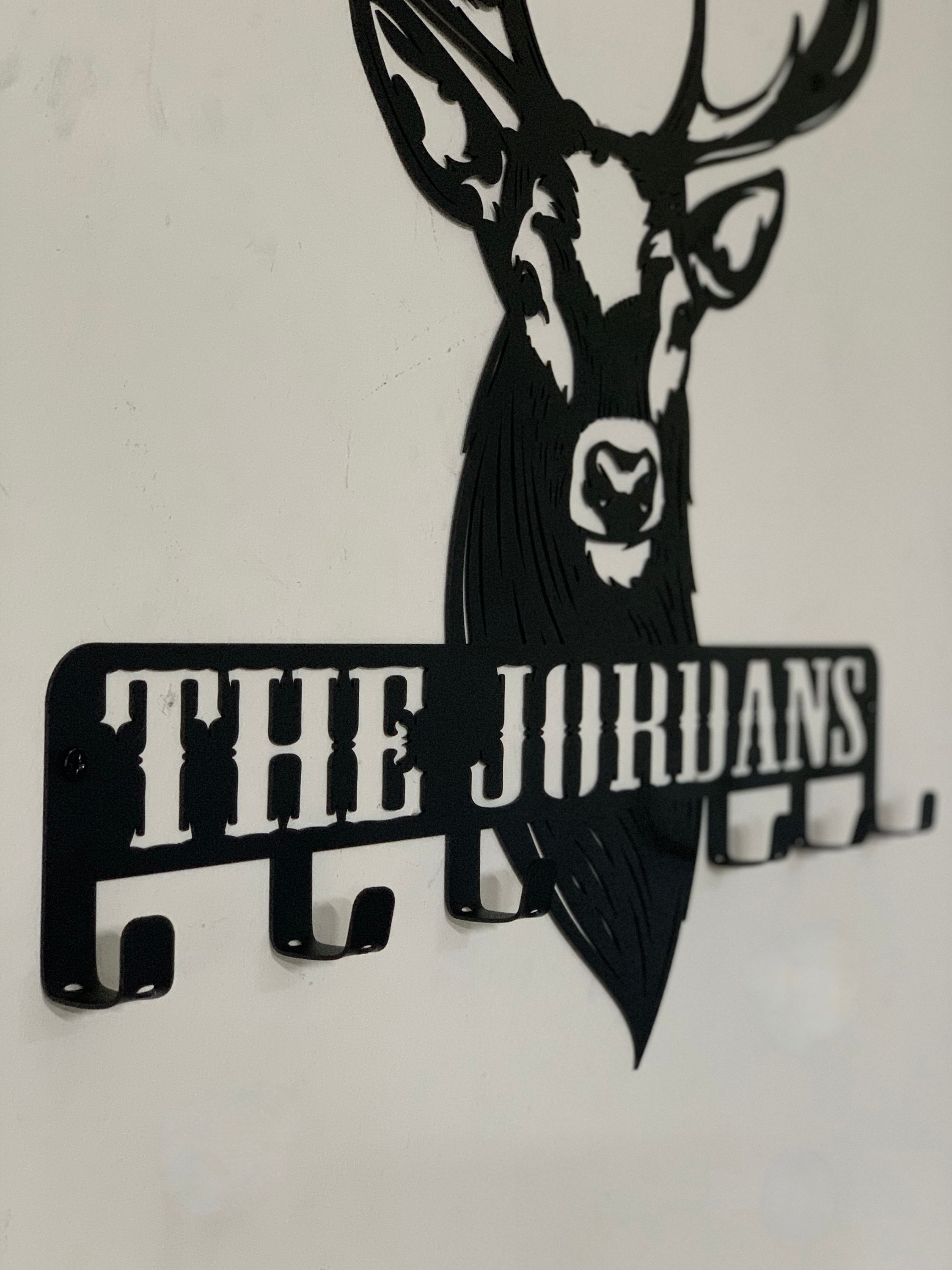 Custom Deer Hunting Metal Hanger, Personalized Coat Rack, Head Deer ...