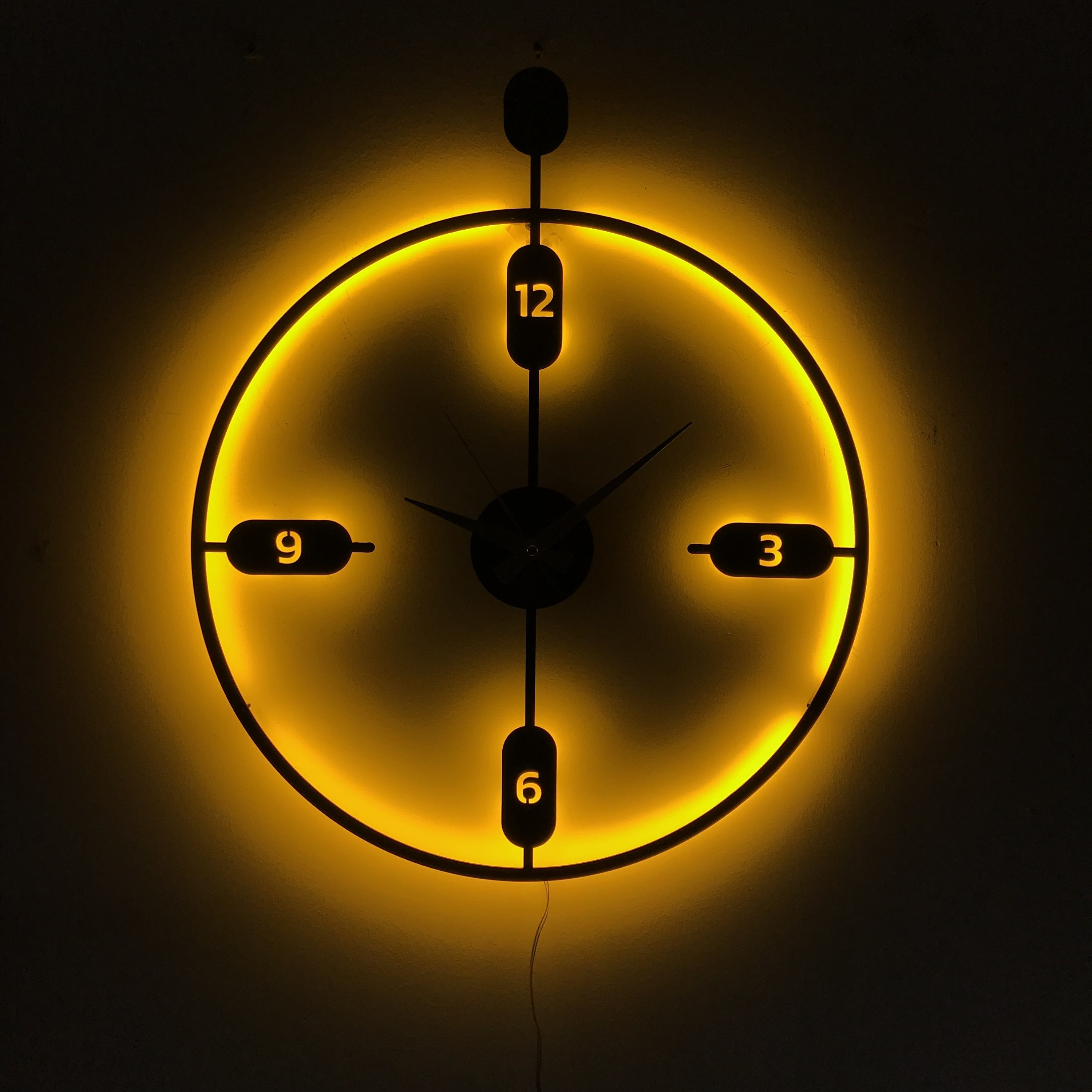 Led Lighted Wall Decor, Unique Led Wall Clock, Modern Led Clock, Metal ...