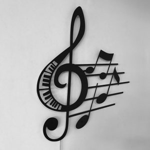 Sol Key Music Notes Led Sign, Music Wall Art, Metal Music Led Signs ...