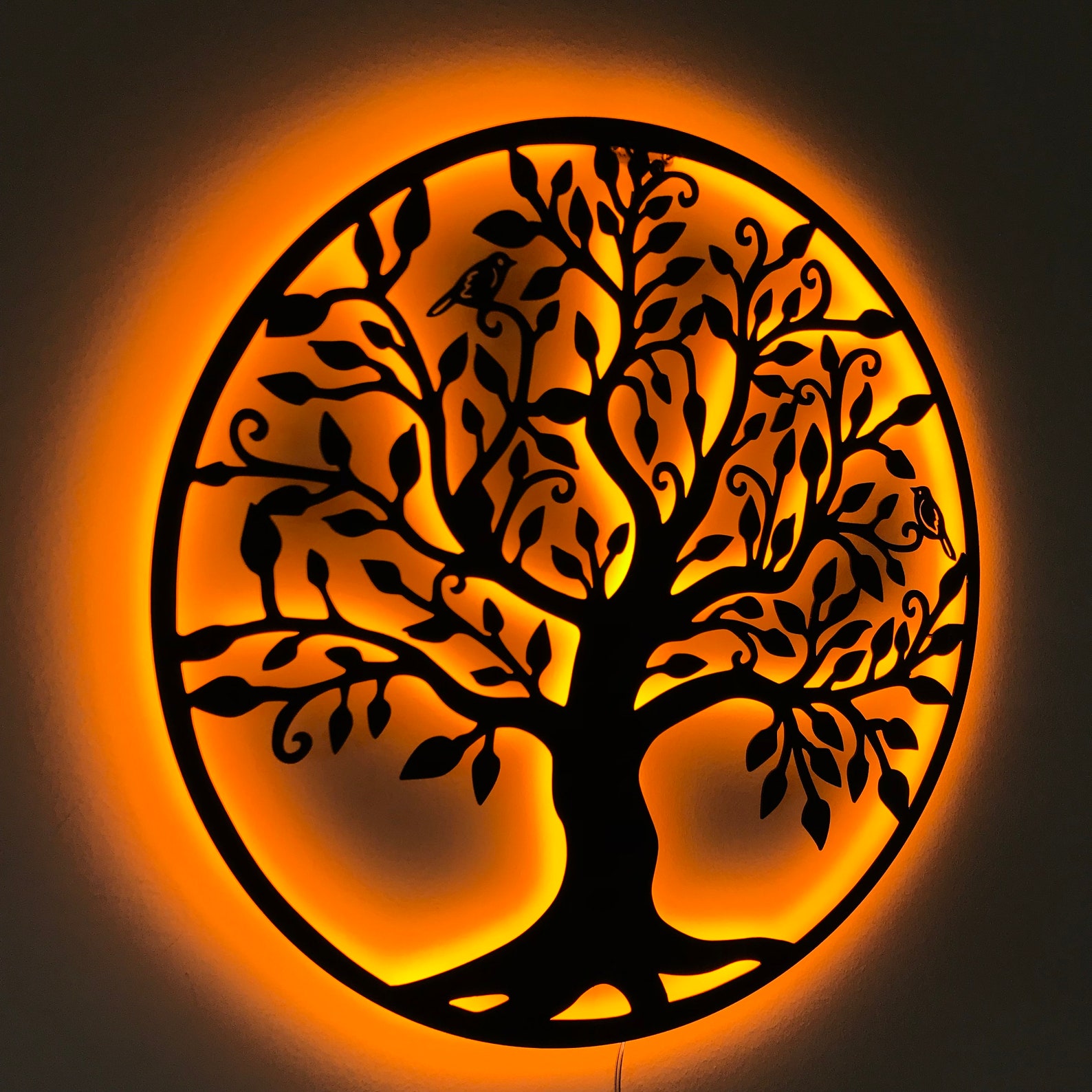 Life Tree Metal Decor, Family Tree, Led Wall Art, Tree Decor, Metal ...