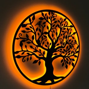Life Tree Metal Decor, Family Tree, Led Wall Art, Tree Decor, Metal ...