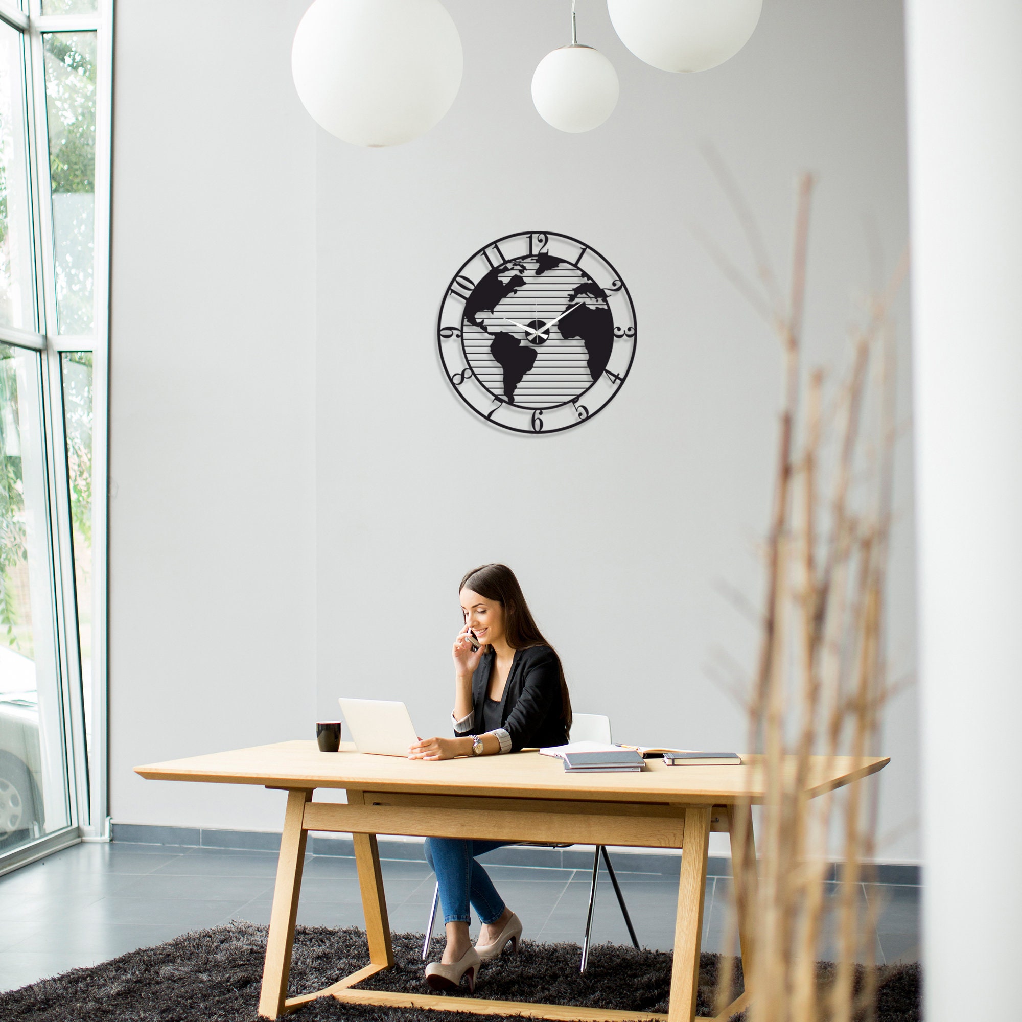 World Clock, Cool Clock, Unique Wall Clock, Minimalist Wall Decor ...