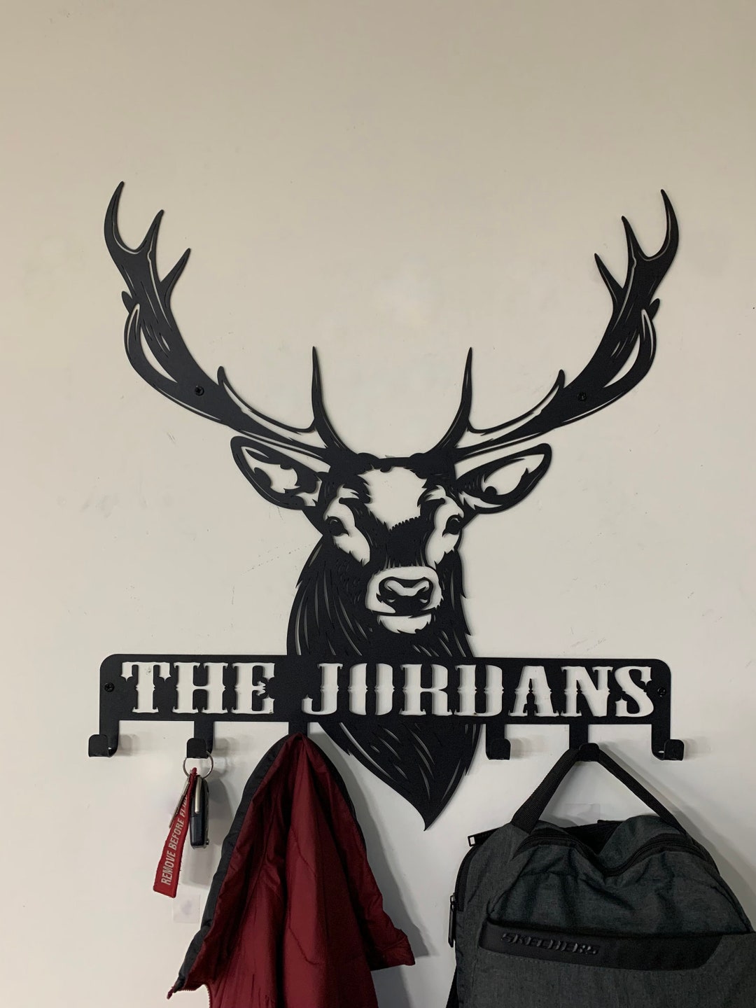 Custom Deer Hunting Metal Hanger, Personalized Coat Rack, Head Deer ...
