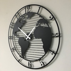 World Clock, Cool Clock, Unique Wall Clock, Minimalist Wall Decor ...