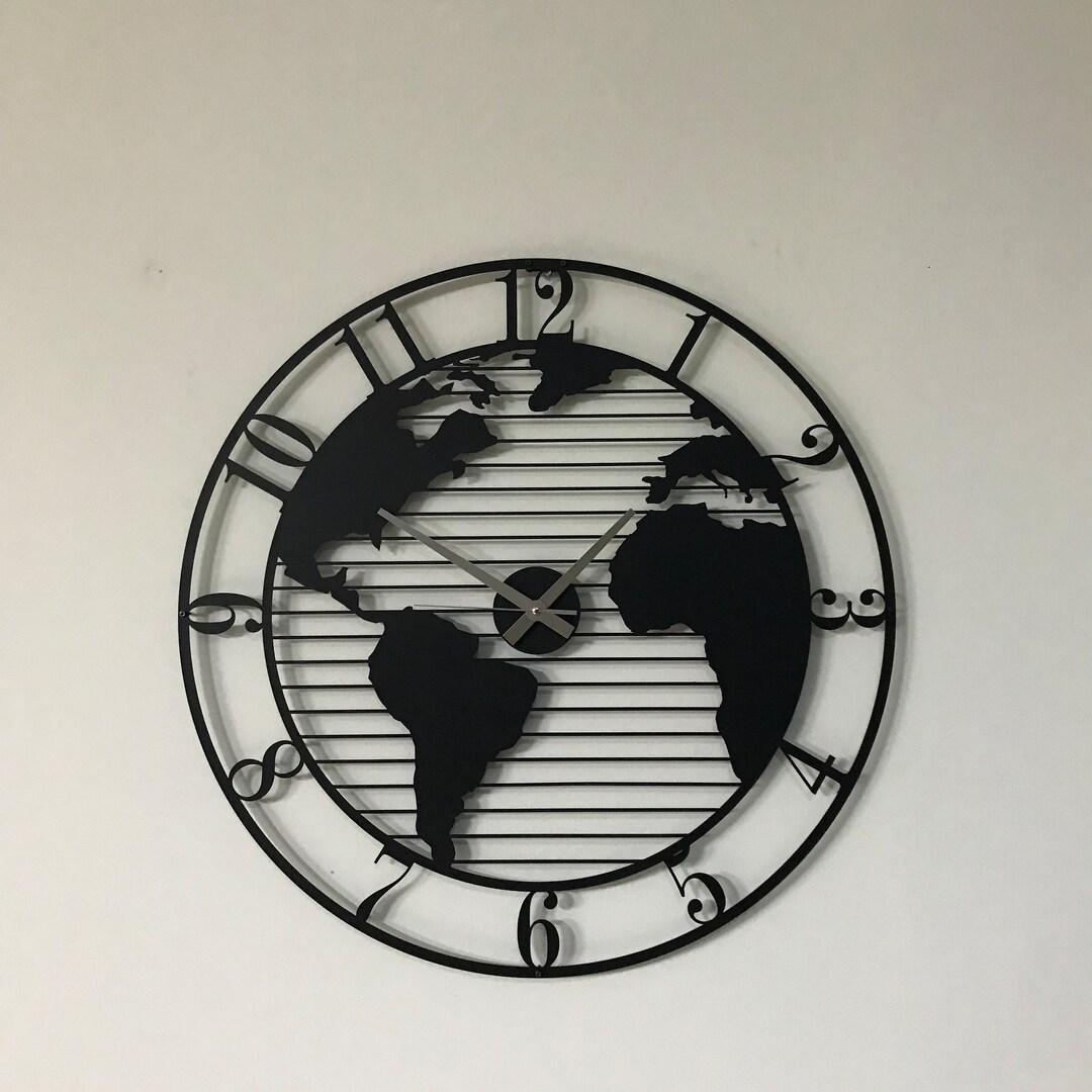 World Clock, Cool Clock, Unique Wall Clock, Minimalist Wall Decor ...