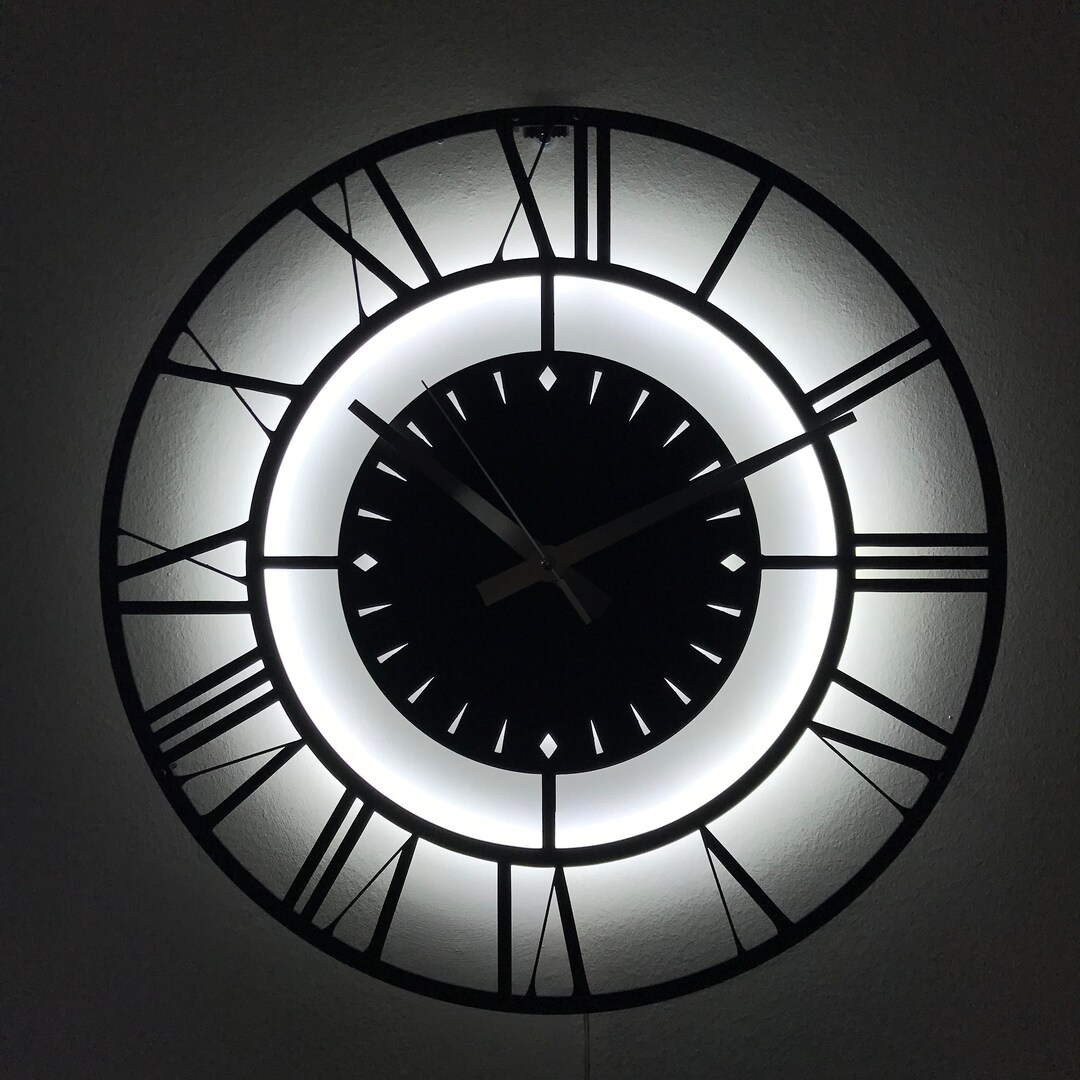 Unique Led Wall Clock, Led Lighted Wall Decor, Modern Led Clock, Metal ...