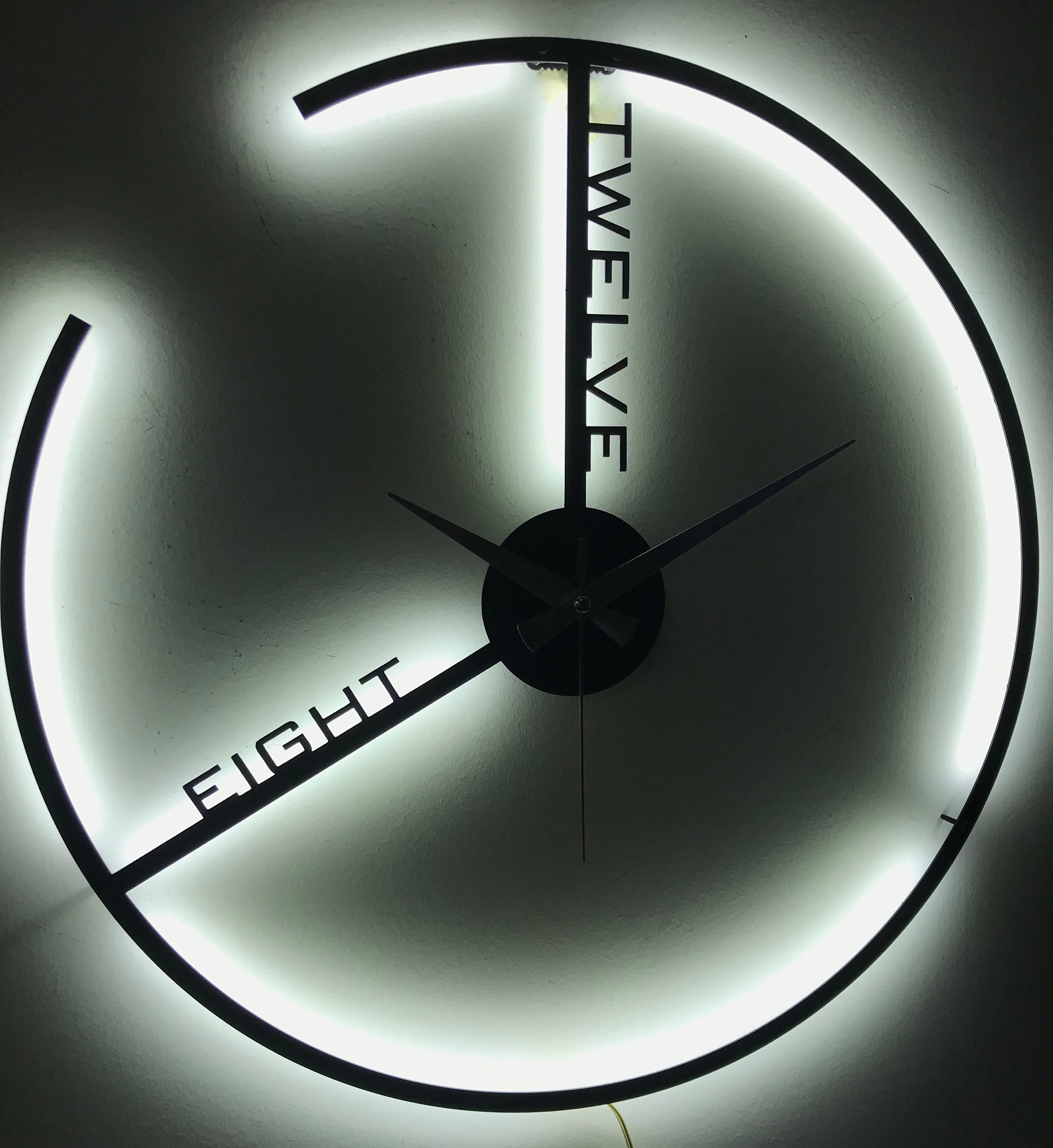 Unique Led Wall Clock, Led Lighted Wall Decor, Modern Led Clock, Metal ...