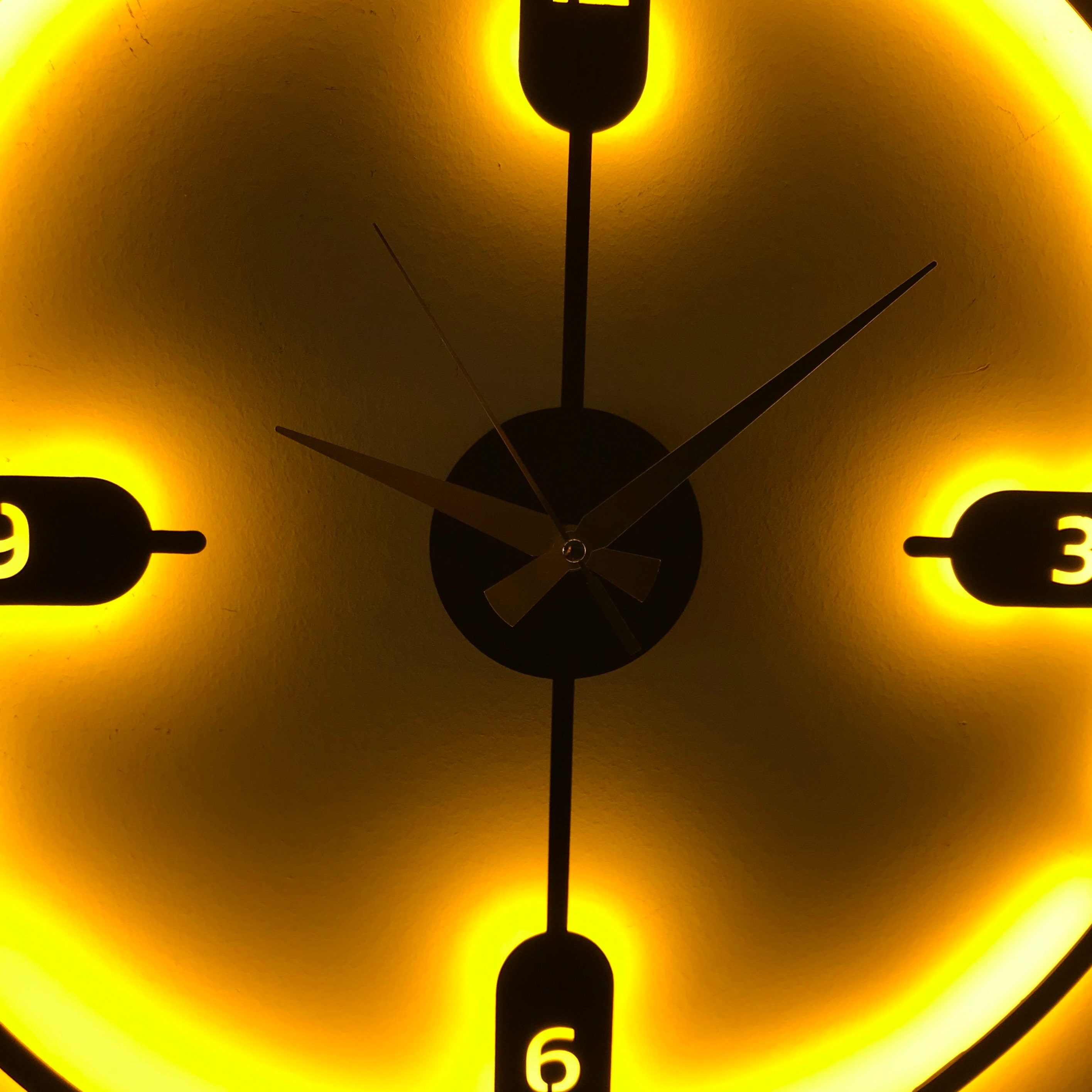 Led Lighted Wall Decor, Unique Led Wall Clock, Modern Led Clock, Metal ...