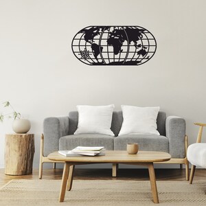 World Map Metal Led, Wall Art, Led Map Decor, Led Metal Sign, Office ...