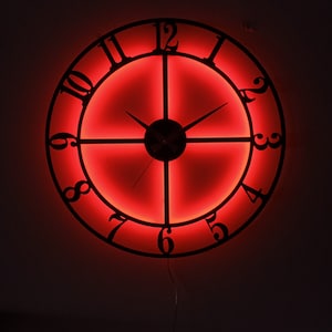 Lighted Wall Decor, Unique Led Wall Clock, Modern Led Clock, Metal Wall ...