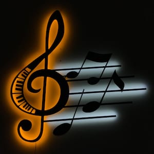 Sol Key Music Notes Led Sign, Music Wall Art, Metal Music Led Signs ...