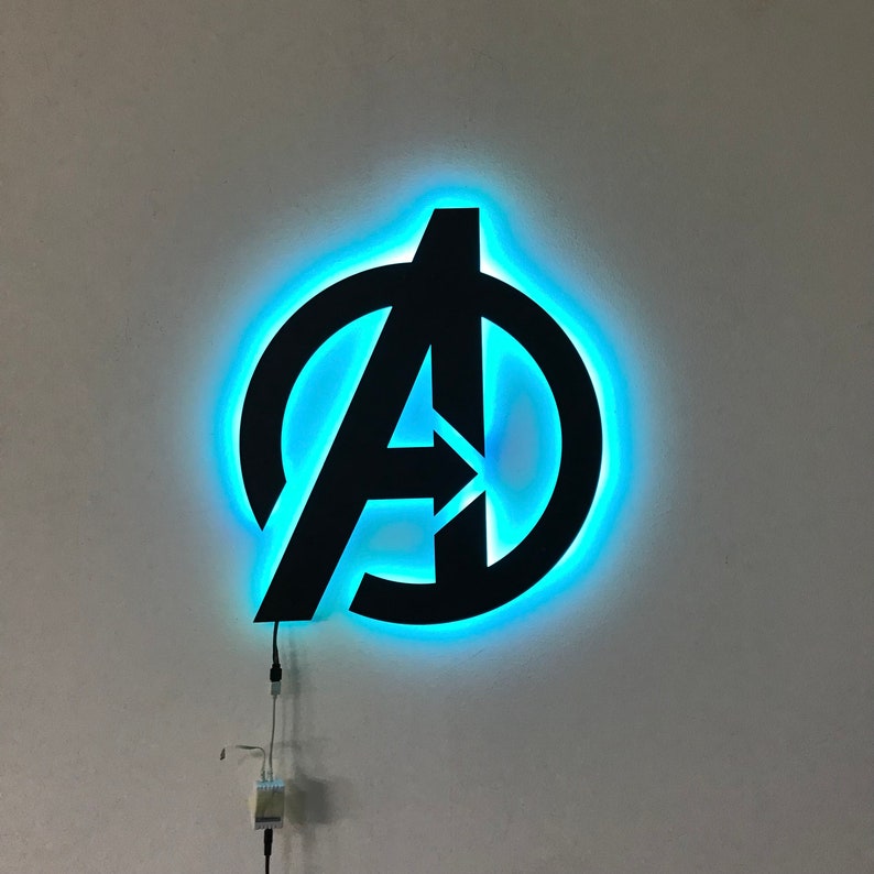 The Avengers RGB Sign, Super Heroes Led Lighted Sign, Metal Avengers ...