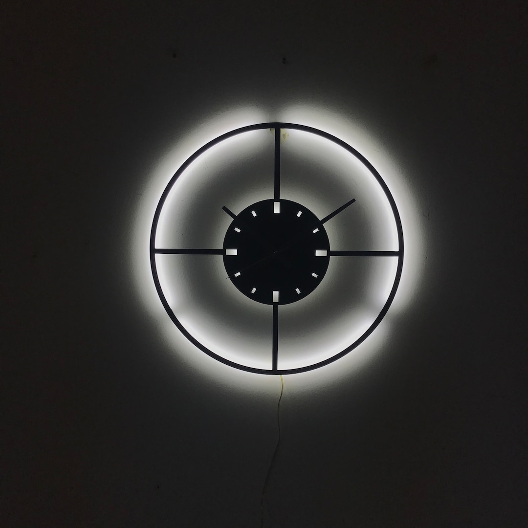 Unique Led Wall Clock, Led Lighted Wall Decor, Modern Led Clock, Metal ...