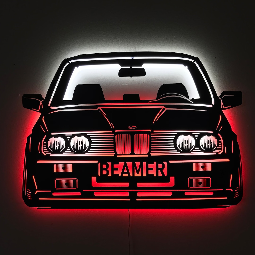 Custom Car, Led Lighted BMW E30 Car Front View, Custom Metal Car Sign ...
