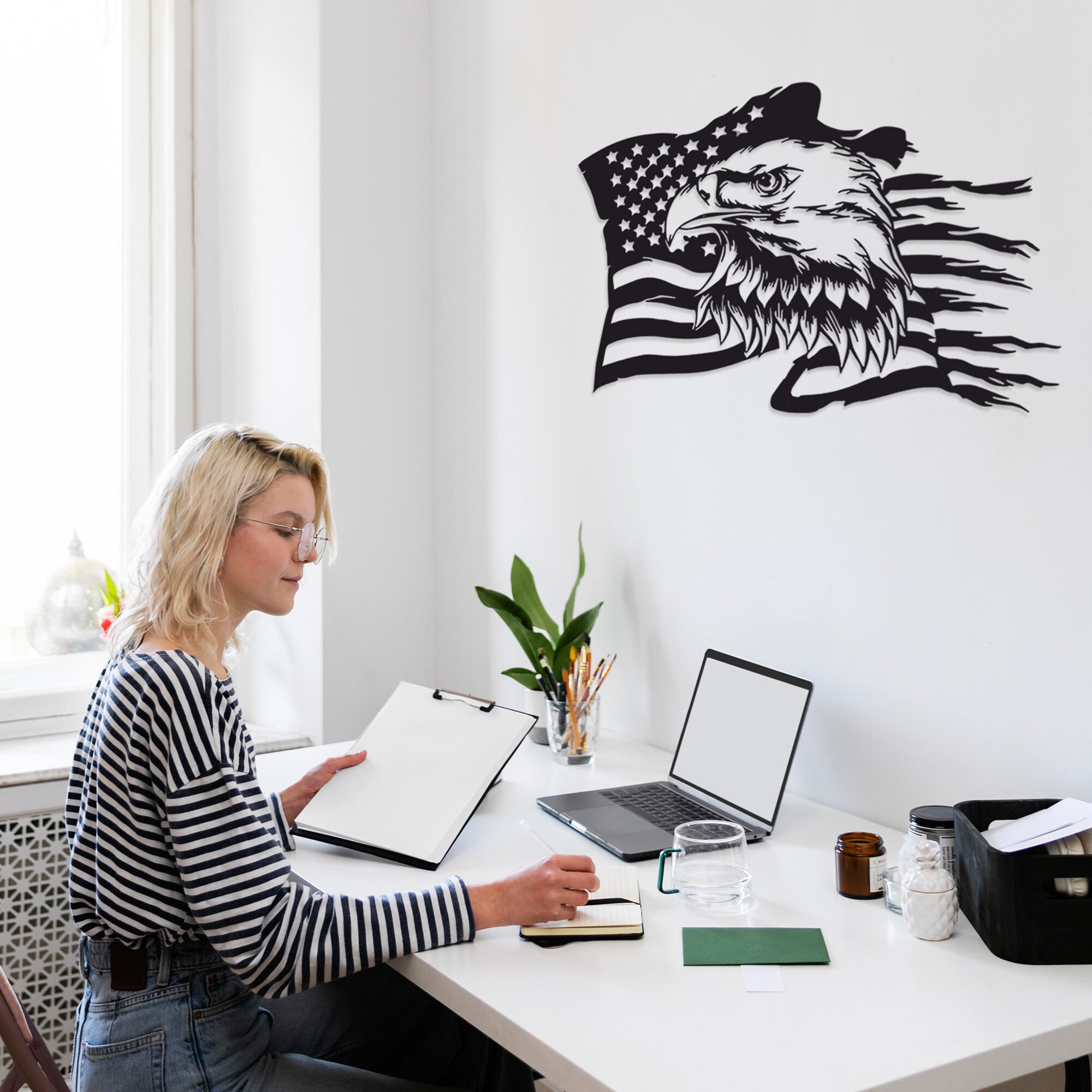 American Eagle USA Flag Metal Led, Led USA Flag, Eagle Led Wall Art ...