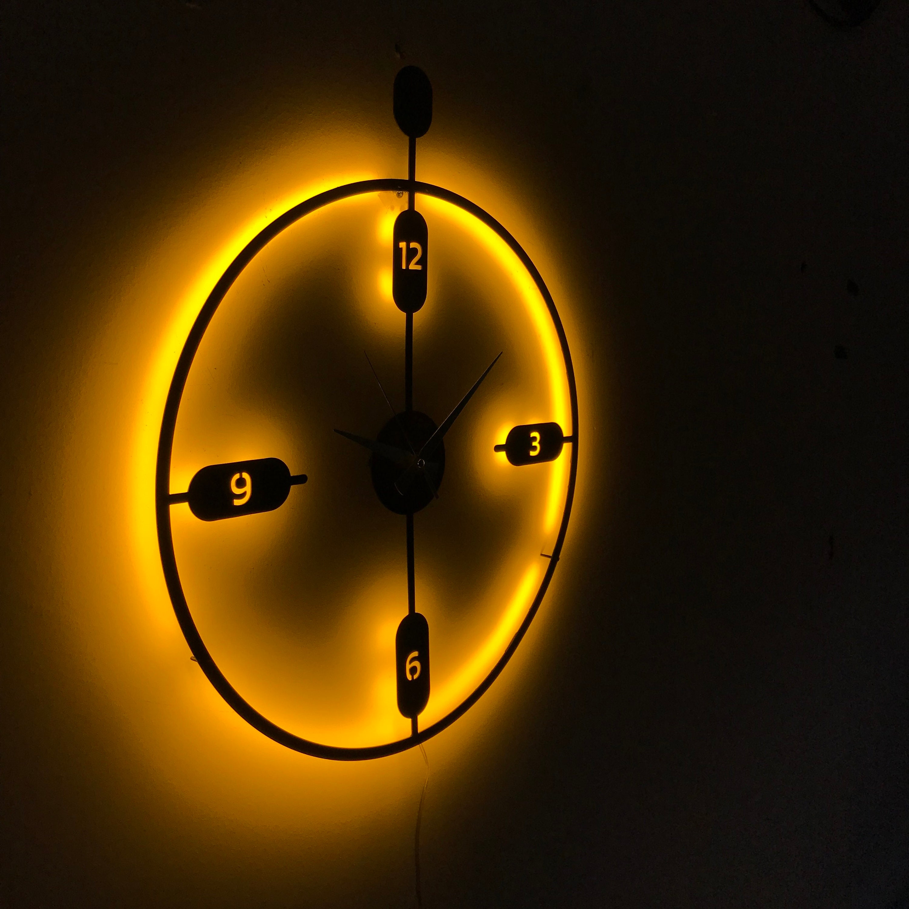 Led Lighted Wall Decor, Unique Led Wall Clock, Modern Led Clock, Metal ...