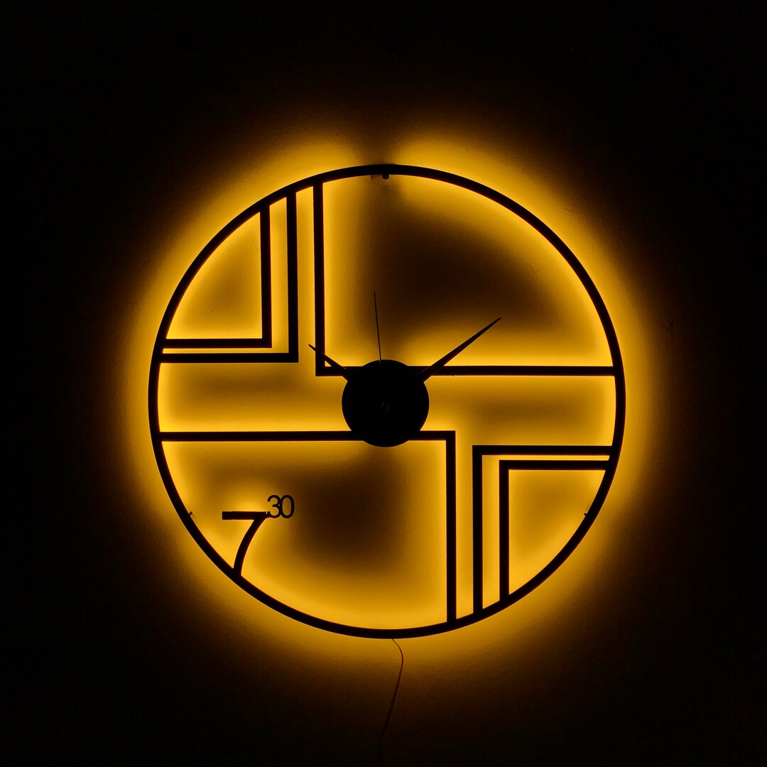 Unique Led Wall Clock, Led Lighted Wall Decor, Modern Led Clock, Metal ...
