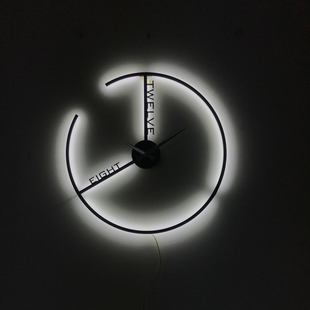 Unique Led Wall Clock, Led Lighted Wall Decor, Modern Led Clock, Metal ...