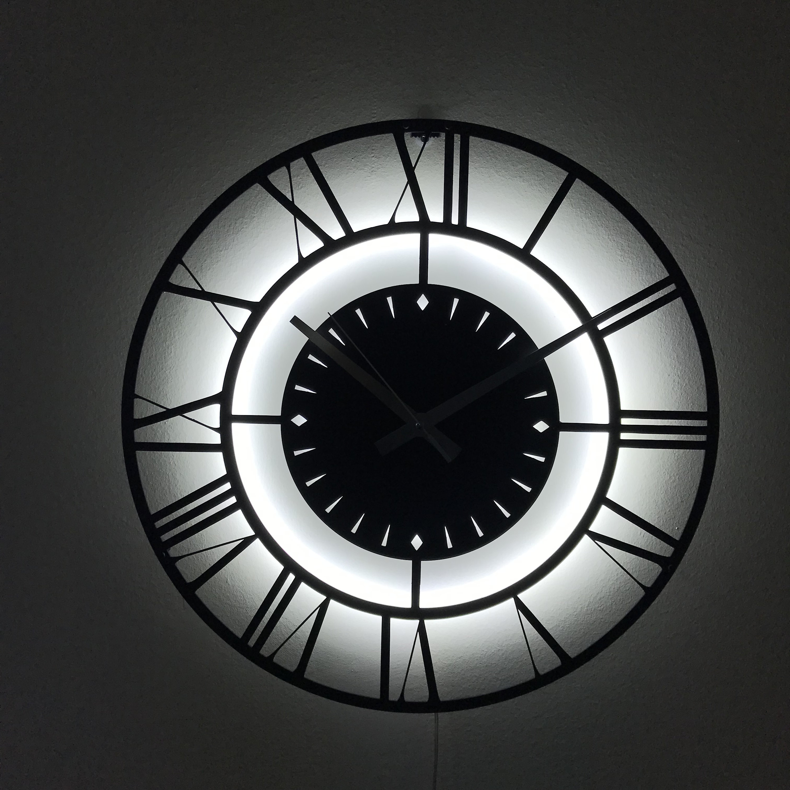 Unique Led Wall Clock, Led Lighted Wall Decor, Modern Led Clock, Metal ...