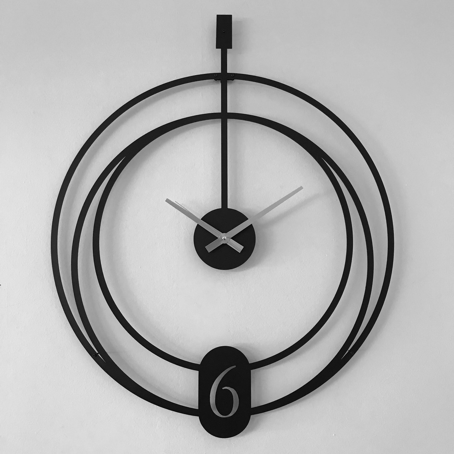 Silent Metal Wall Clock, Unique Wall Clock, Minimalist Wall Decor, Six ...