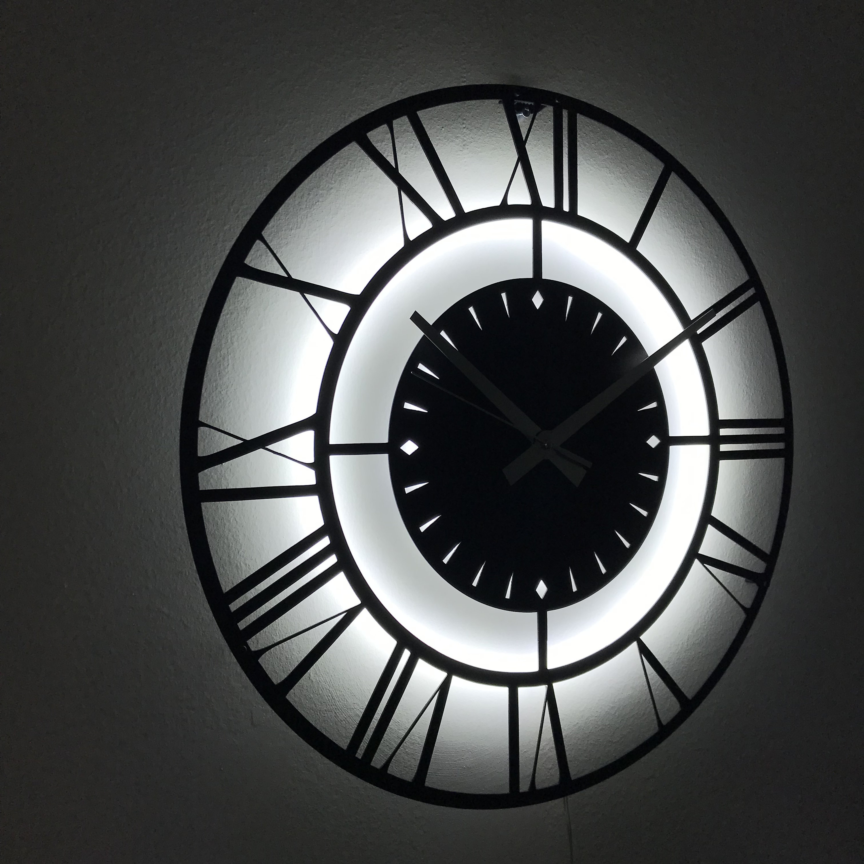 Unique Led Wall Clock, Led Lighted Wall Decor, Modern Led Clock, Metal ...