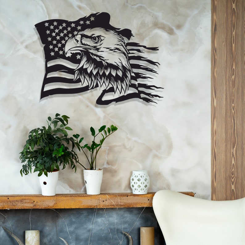 American Eagle USA Flag Metal Led, Led USA Flag, Eagle Led Wall Art ...