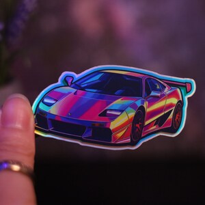 Holographic Lamborghini Sticker Rainbow Decal Laptop Hydro Tag Lambo ...