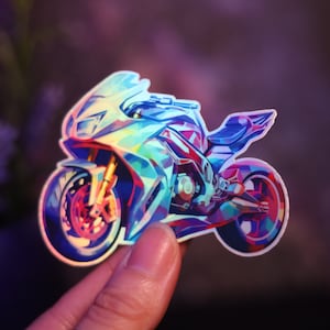Holographic Motorcycle Sticker Rainbow Decal Laptop Hydro Tag Shiny ...