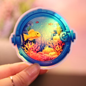 Holographic Deep Sea Fish Sticker Rainbow Decal Laptop Hydro Coral Reef ...