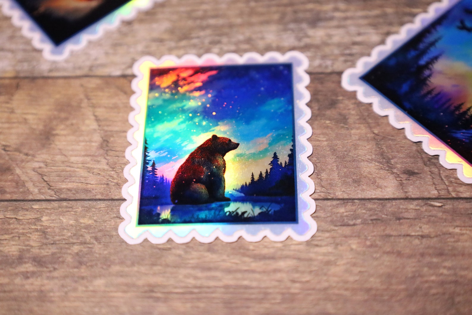 Holo Bear Fireflies Sticker, Rainbow Stamp Decal - Etsy