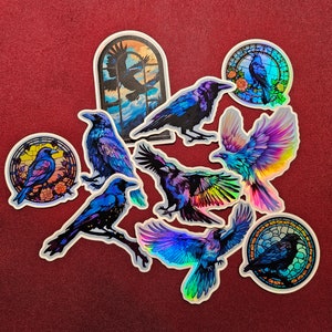 Holographic Raven Bird Sticker Gift Set Rainbow Print Decal Shiny ...
