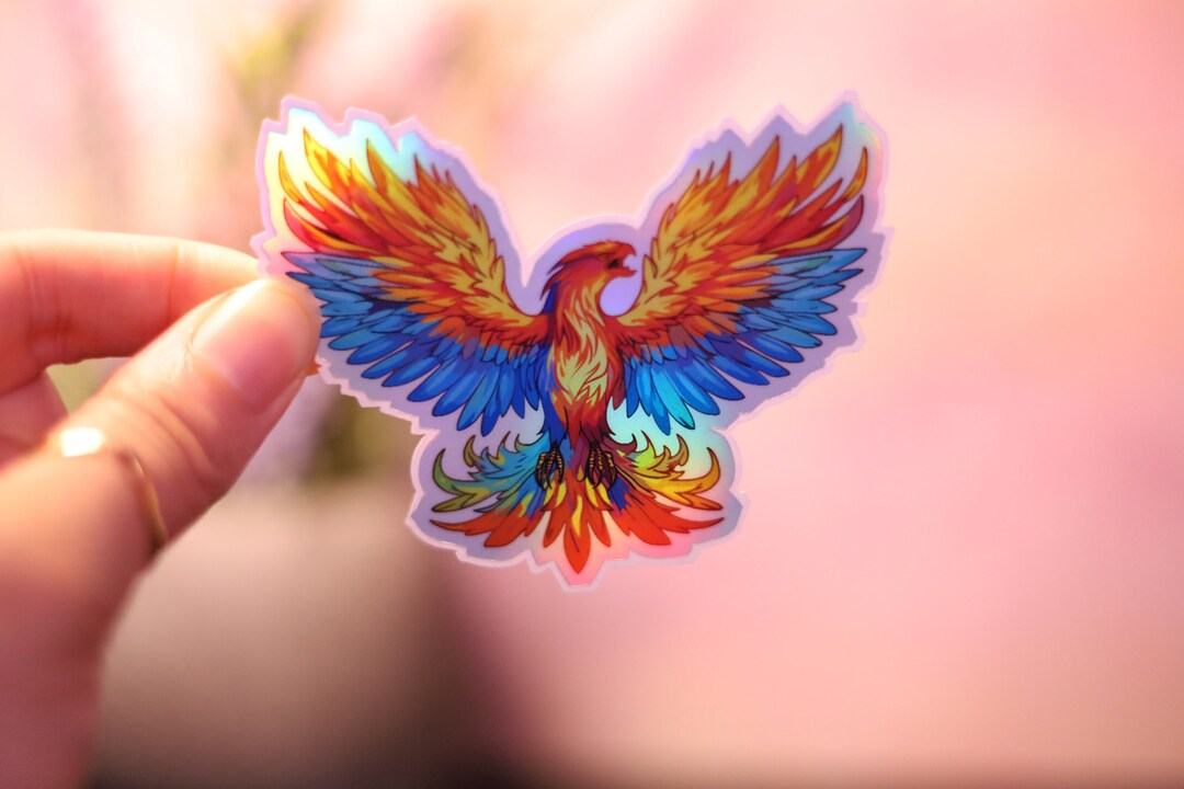 Holographic Phoenix Bird Sticker Rainbow Decal Laptop Hydro Tag Magic ...
