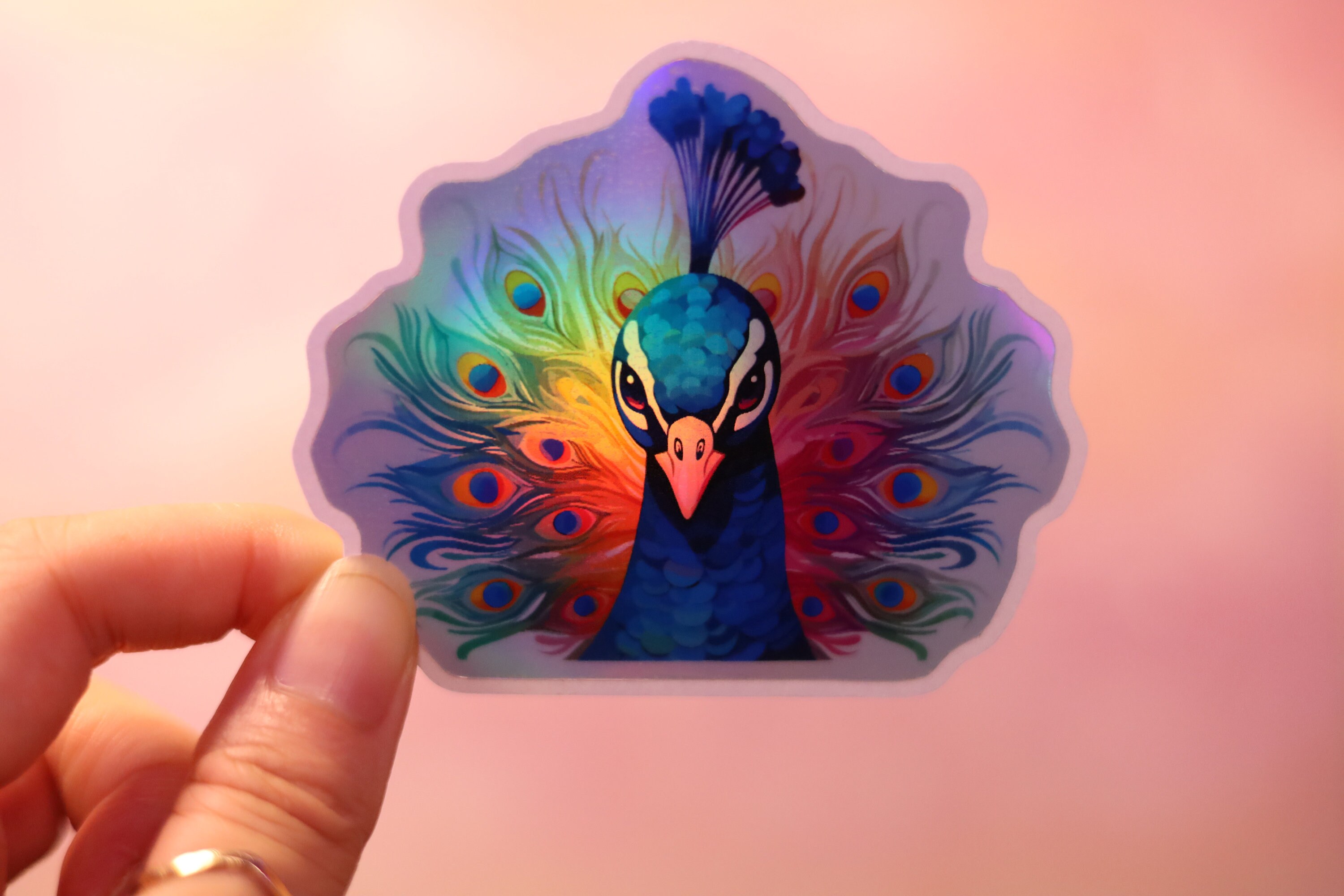 Holographic Peacock Sticker: Handmade Die-cut Decal, Magnet - Etsy
