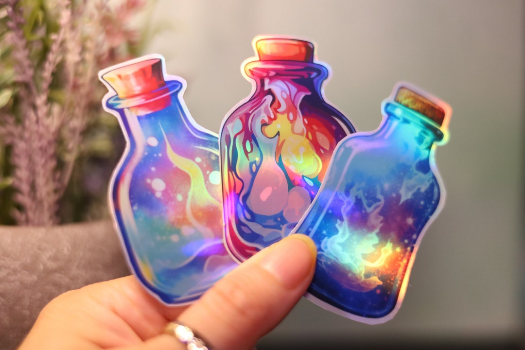 Holographic Magical Potions 3 Pack Sticker Rainbow Decal Holo Laptop ...