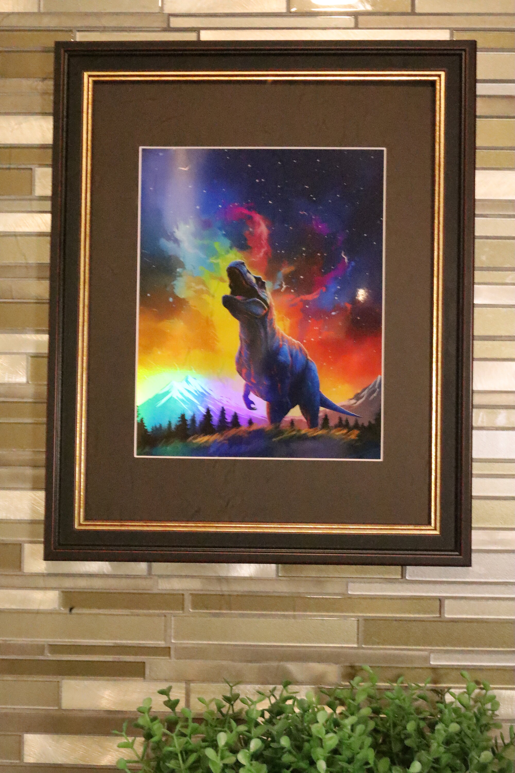 Holographic T-rex Dinosaur Art Print: Rainbow Tyrannosaurus, Shiny Holo ...