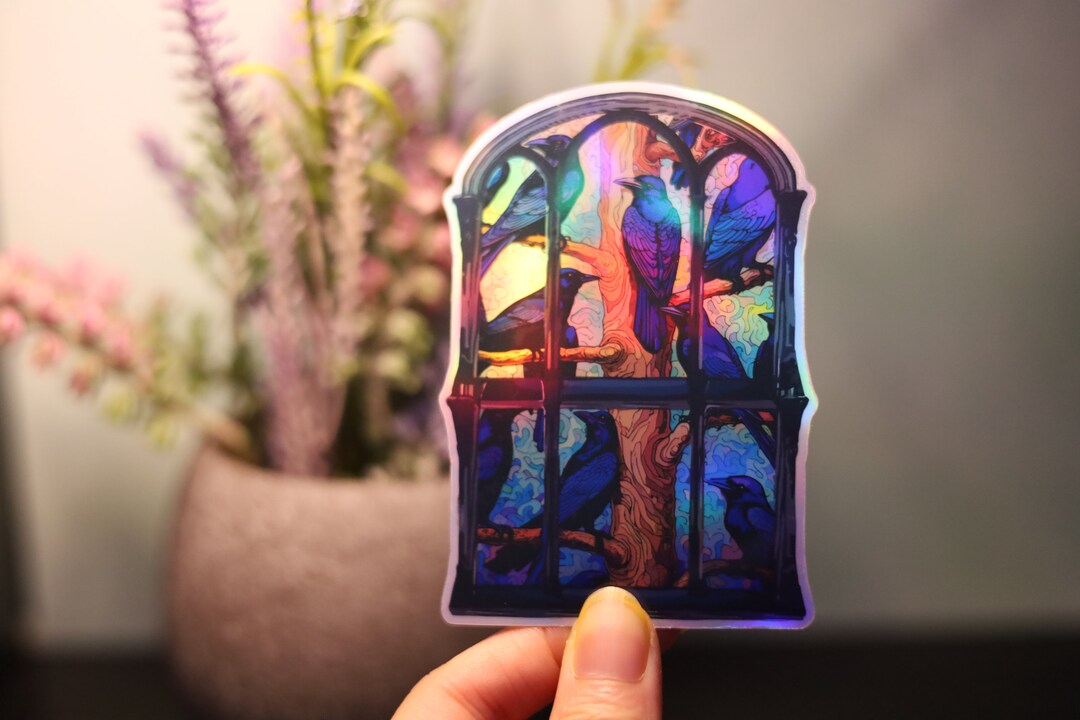 An Unkindess Outside My Window Raven Bird Sticker Rainbow Decal Laptop ...